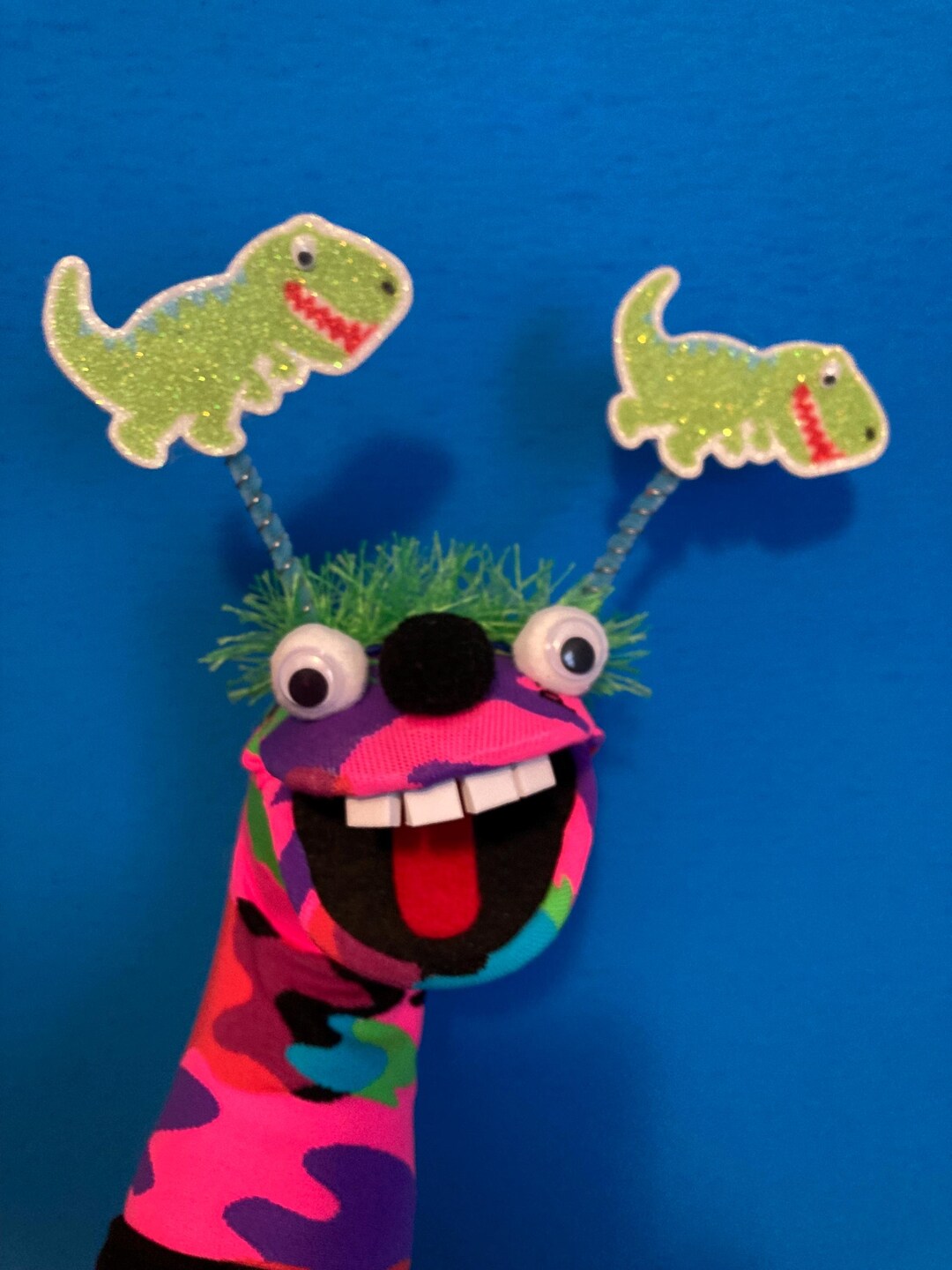 Camo T-rex Sock Puppet - Etsy