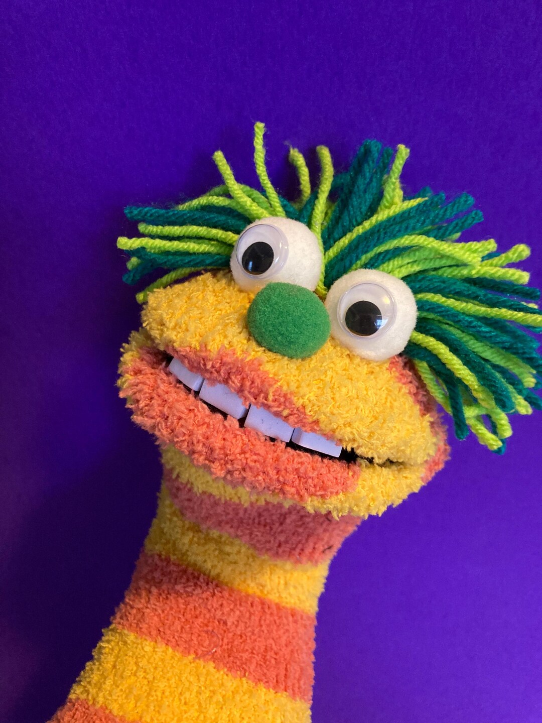 Fuzzy Striped Sock Puppet - Etsy