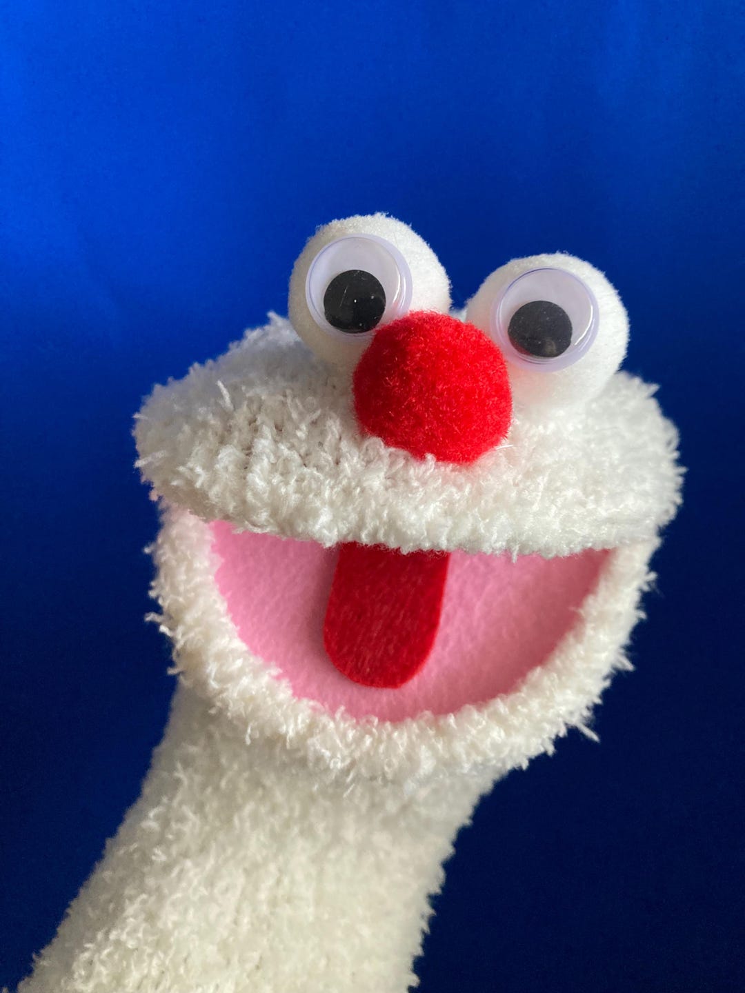 Nosey Fuzzy Cream Sock Puppet - Etsy