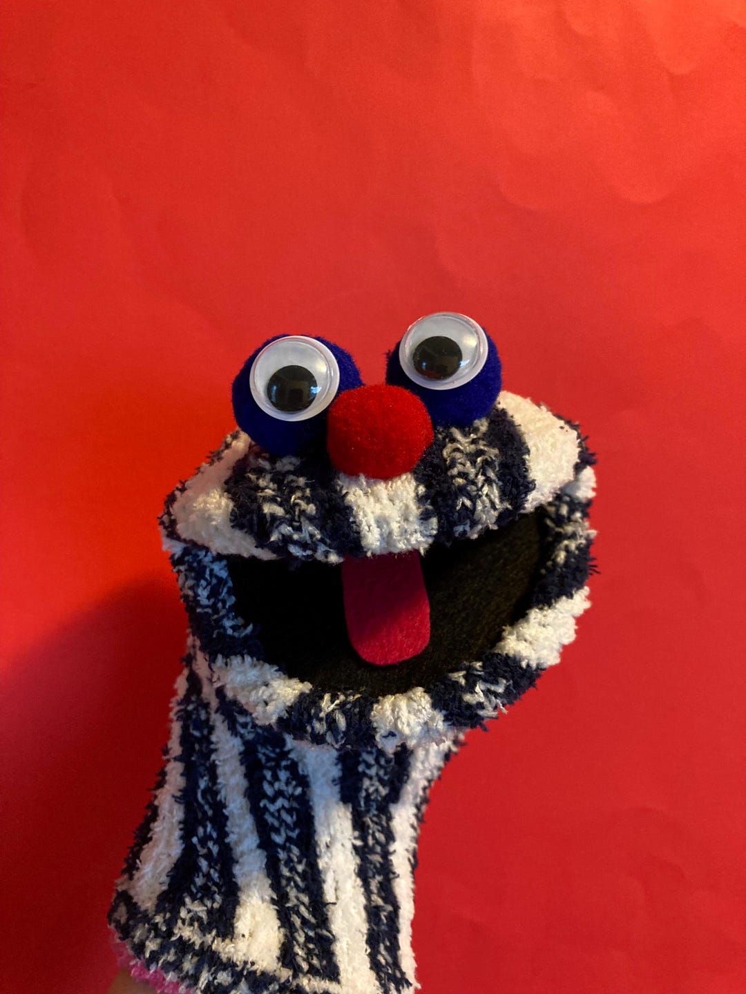 Fuzzy Navy Stripes Sock Puppet - Etsy