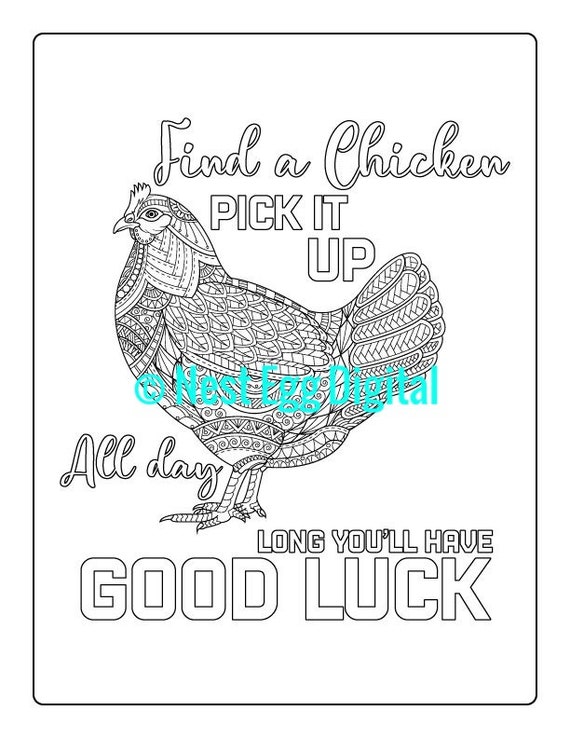 Find A Chicken Adult Coloring Page-illustration Instant - Etsy