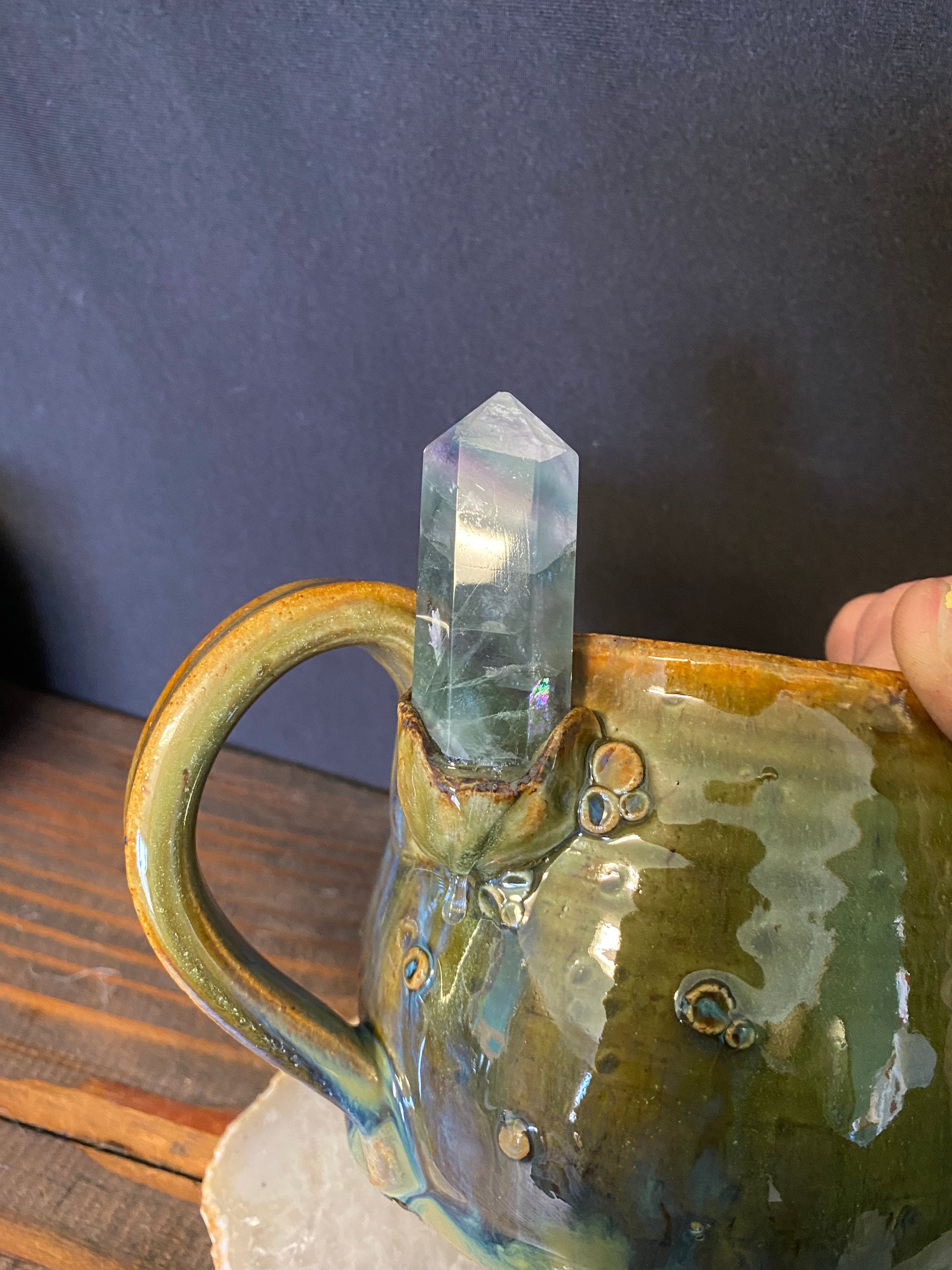 Fluorite crystal mug crystal mugs green colorful gifts | Etsy