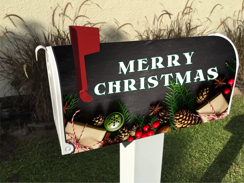 Rustic Festive Christmas Holiday Mailbox Cover With FREE - Etsy