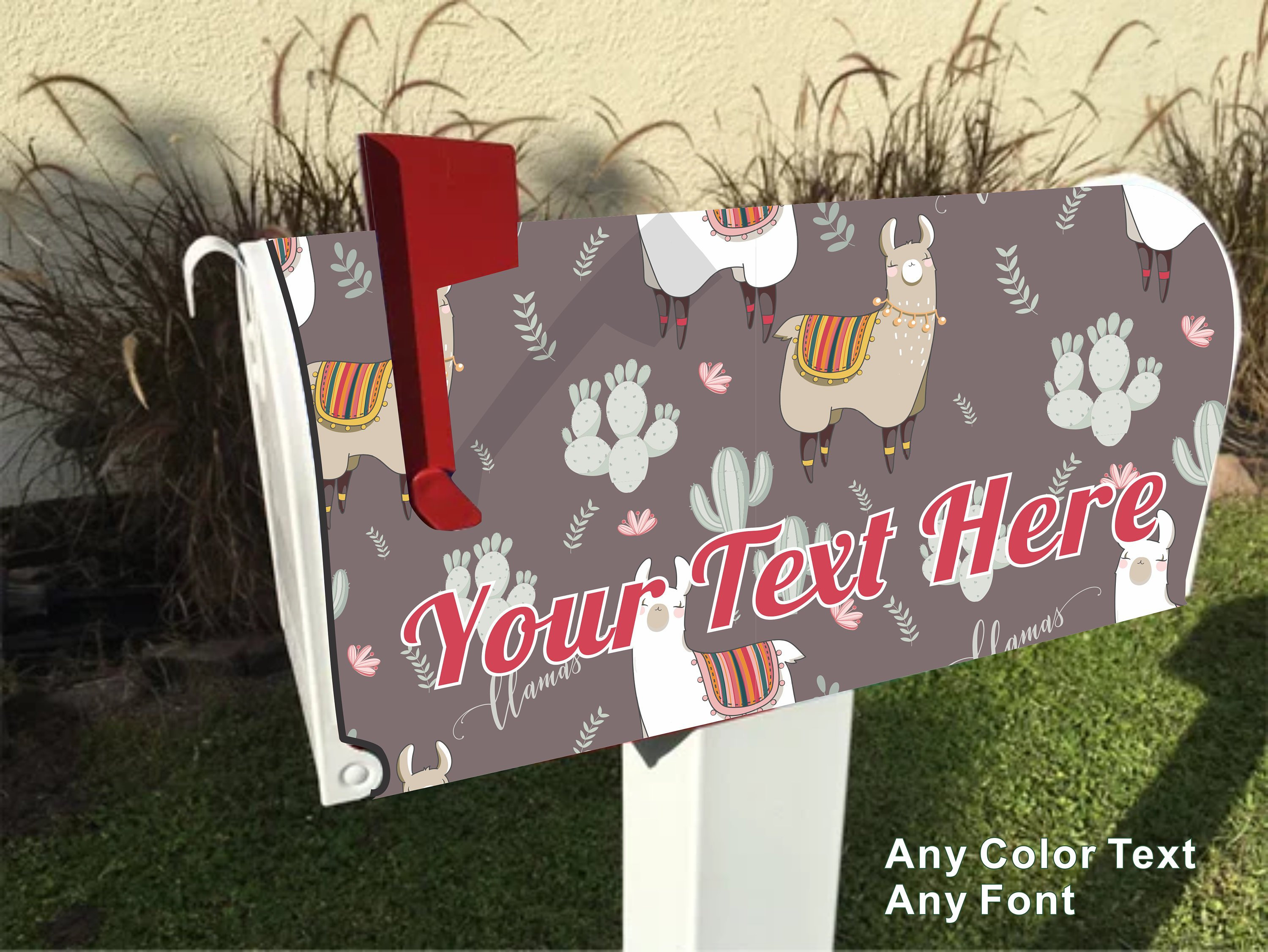 Fun & Funky Llama Patterned Magnetic Mailbox Cover, Adaptable for ...