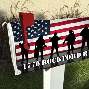 US Military Heroes in Silhouette, American Flag Mailbox Cover W/free ...