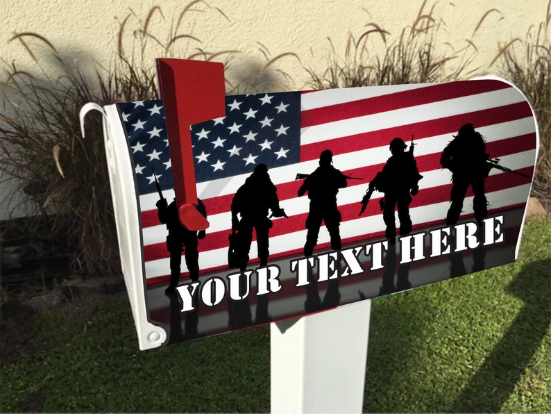 US Military Heroes in Silhouette, American Flag Mailbox Cover W/free ...
