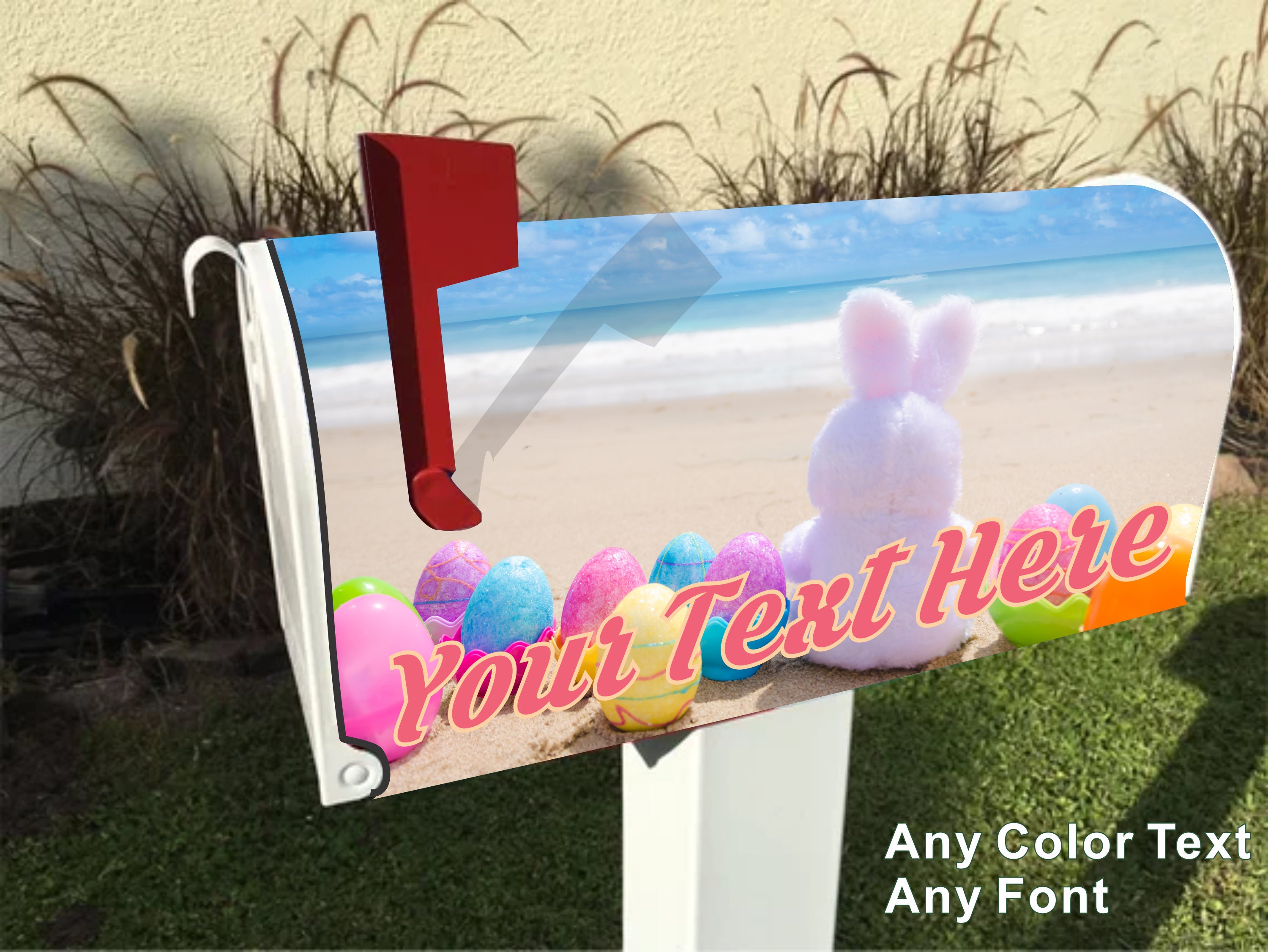 Easter Beach Bunny! Hanging W/his Egg Buddies! Magnetic Mailbox Cover ...