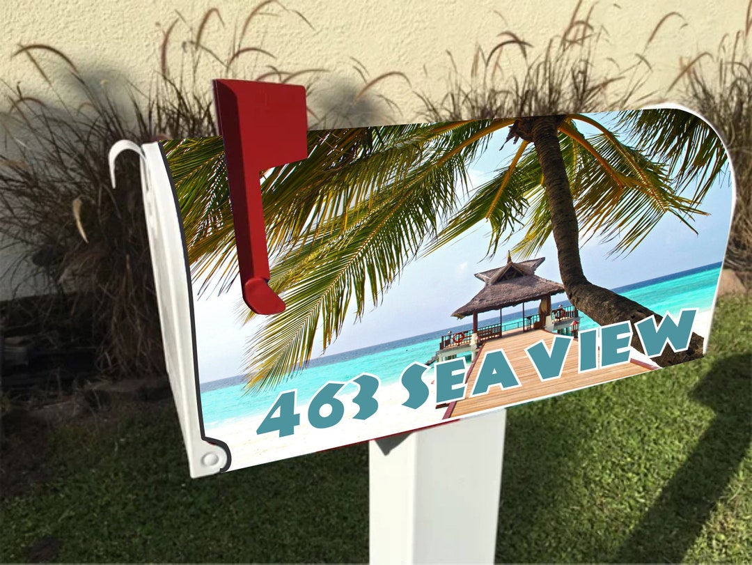 Tropical Beach Scene Magnetic Mailbox Cover W/free Shipping! Available ...