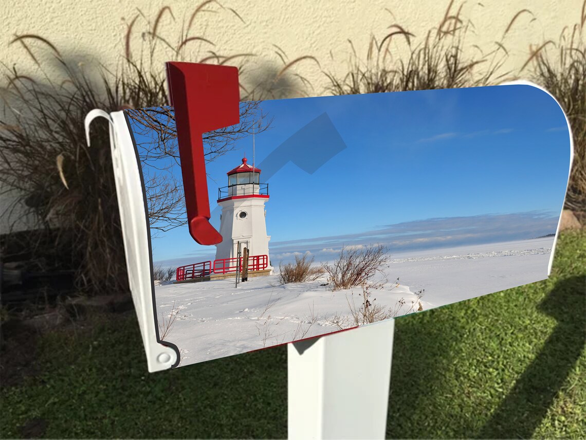Winter Beach Lighthouse Magnetic Mailbox Cover W/free Shipping ...