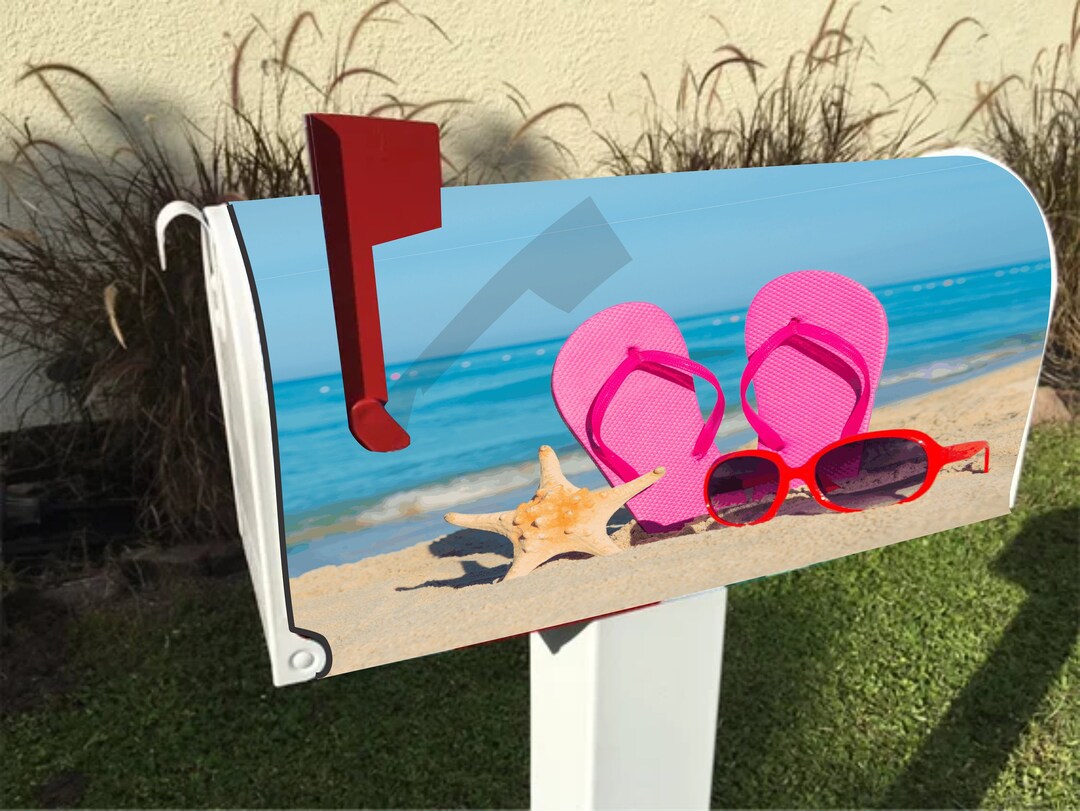 Flip Flops on the Beach Mailbox Cover W/free Shipping! Magnetic or Non ...