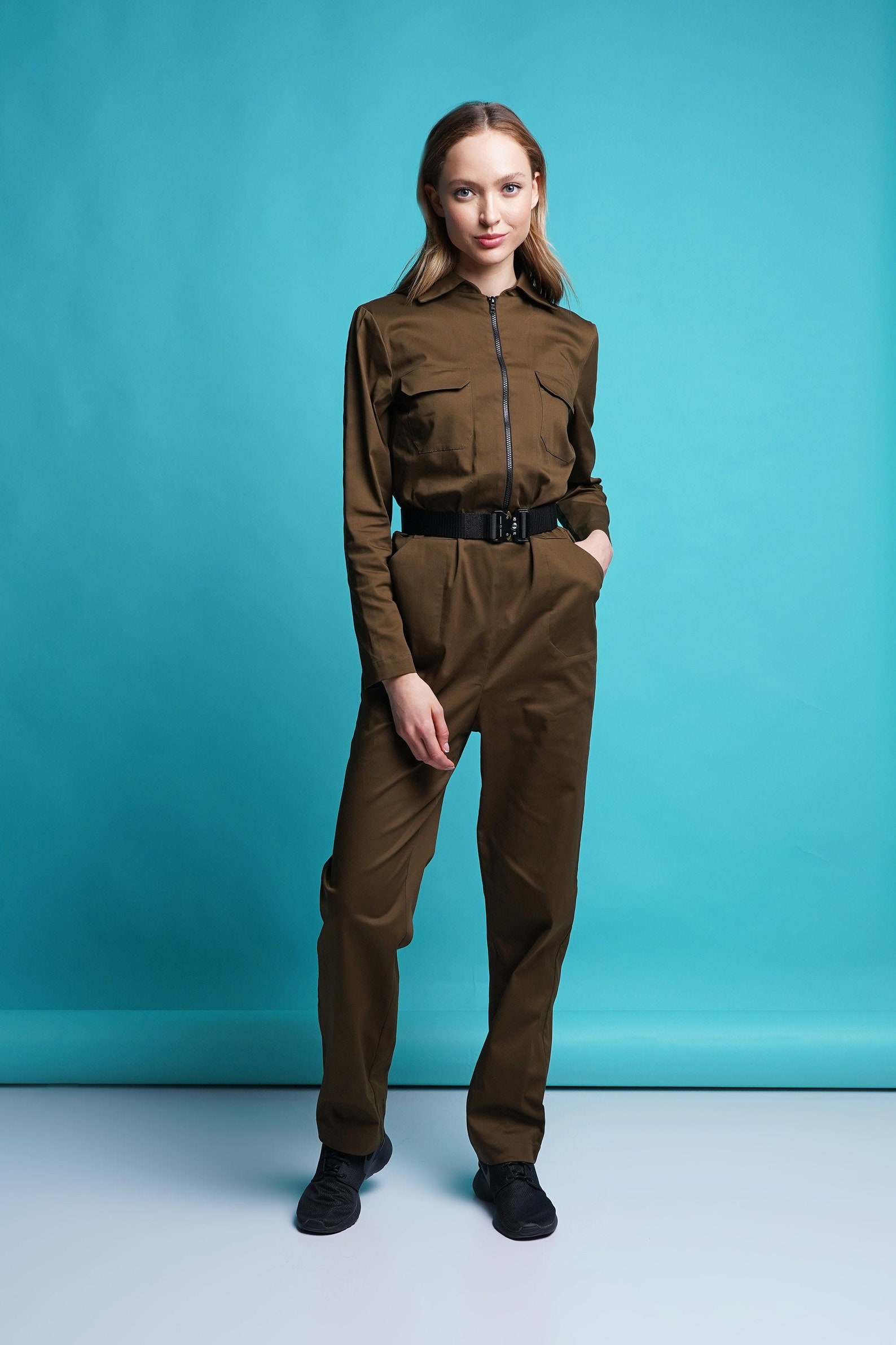 Collared coveralls women Army boiler suit womens Collared | Etsy