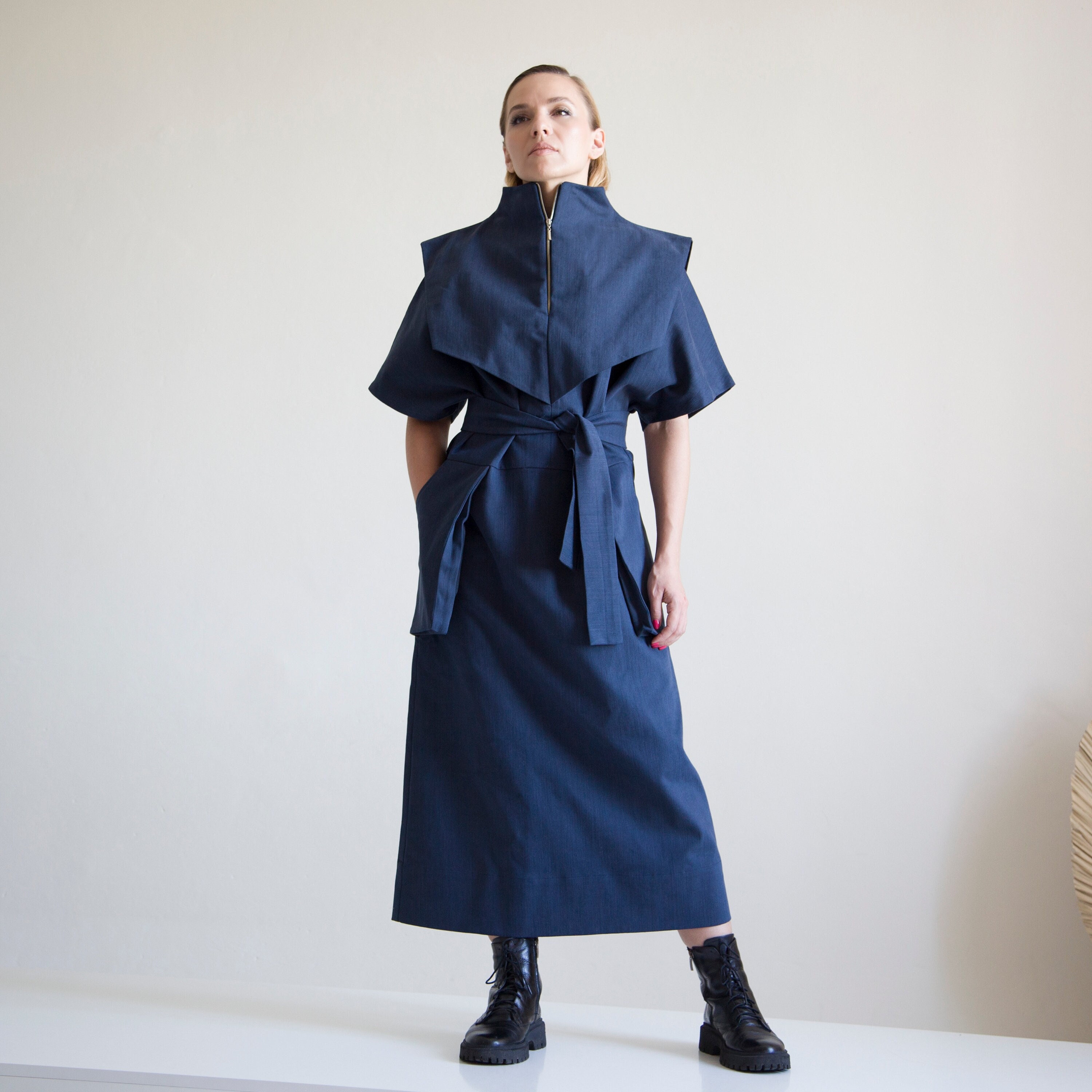 Maxi Denim Dress Women Avant Garde Dresses for Women High Neck Dress ...