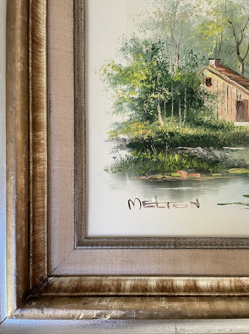 Vintage Landscape Oil on Canvas Original Painting Signed MELTON artist ...
