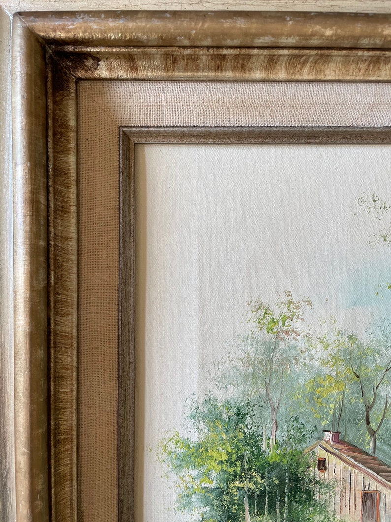 Vintage Landscape Oil on Canvas Original Painting Signed MELTON artist ...