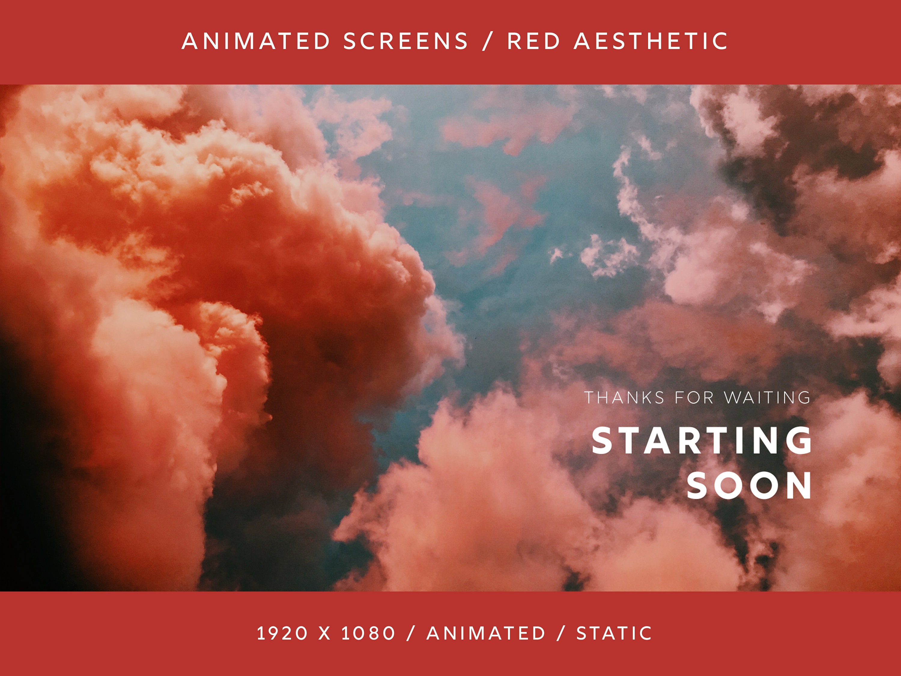 Animated Screens + Panels, Red Aesthetic, Twitch, Youtube, Stream ...