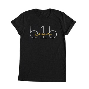 Iowa Hawkeyes 515 Area Code Tee | Iowa Hawkeyes Black Tshirt Hawkeye ...