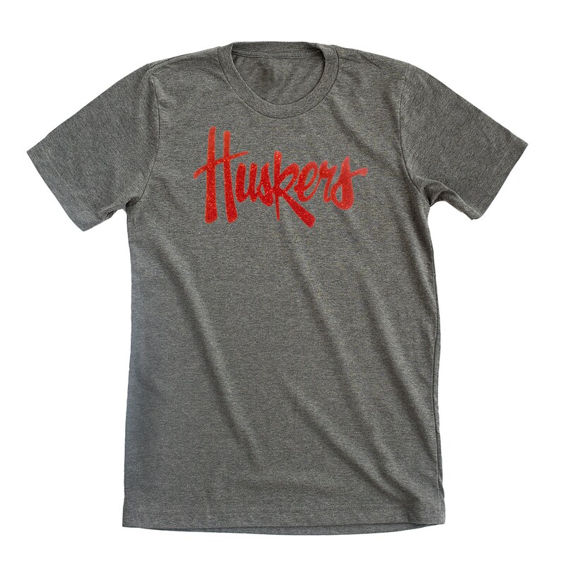 Huskers Tee | Red Glitter Script Huskers Shirt Cornhuskers Tee Big Red ...