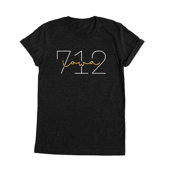 Iowa Hawkeyes 712 Area Code Tee Iowa Hawkeyes Black Tshirt - Etsy UK
