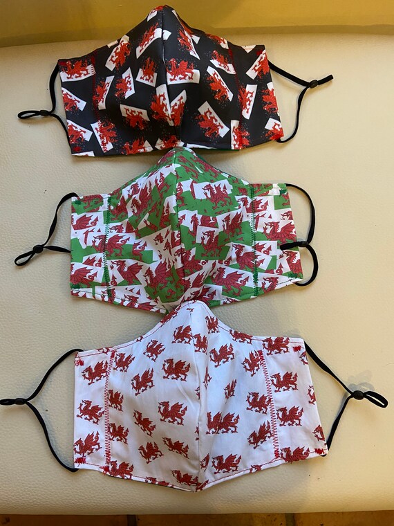 Welsh Face Mask/a Gift From Wales/ 3 Layer Reusable With - Etsy Australia