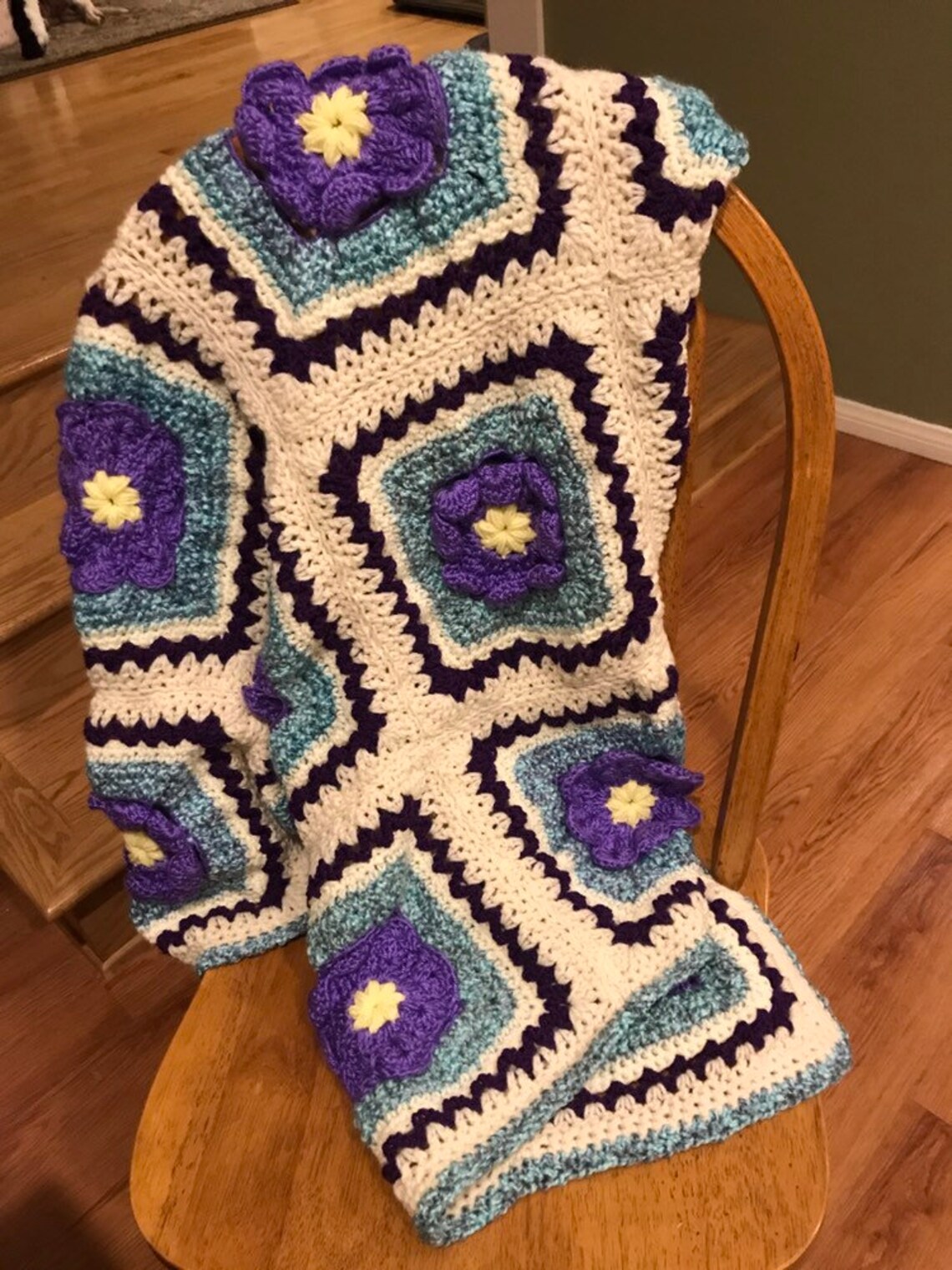 Crocheted 3D Flower Afghan - Etsy