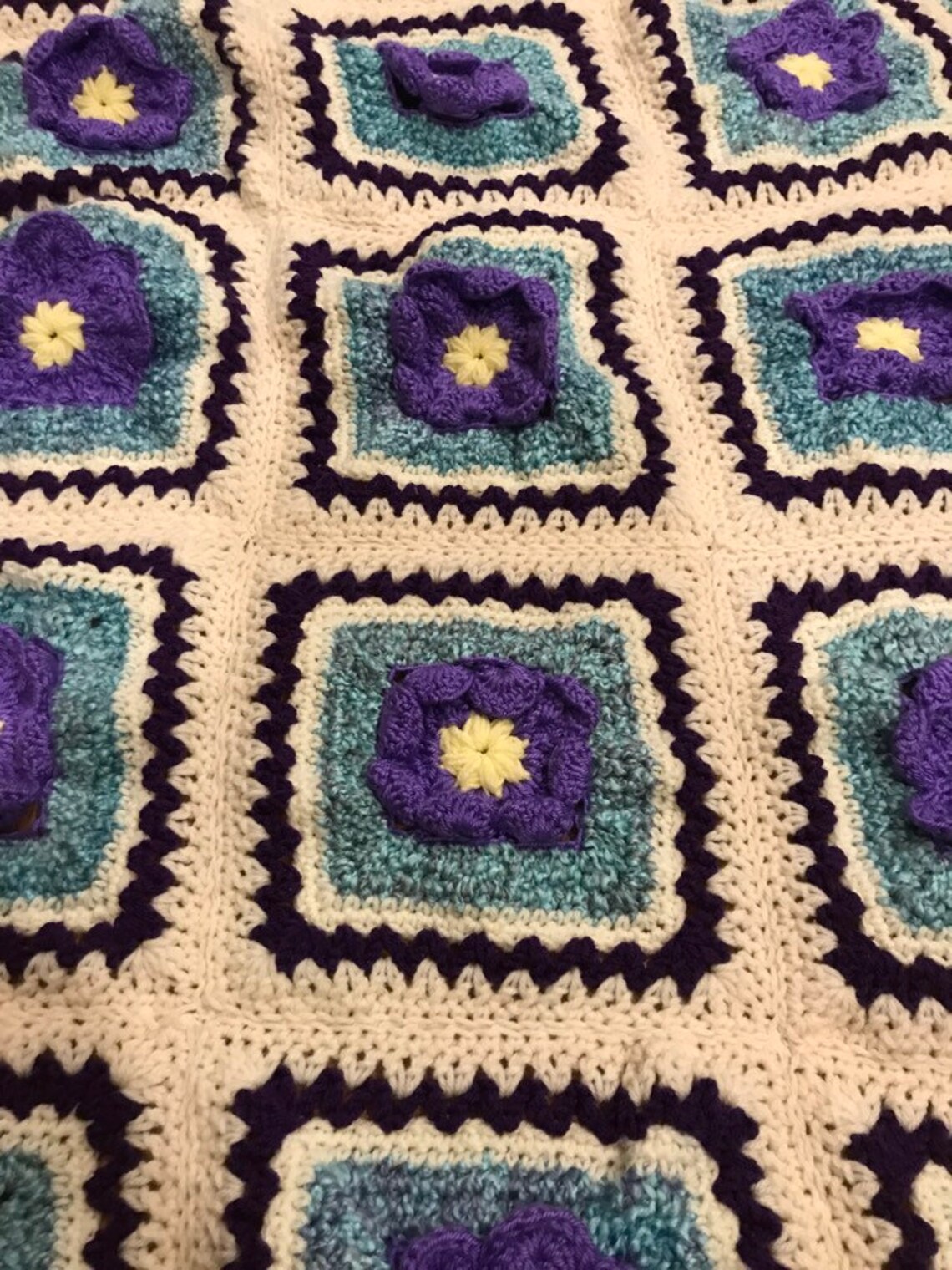 Crocheted 3D Flower Afghan - Etsy