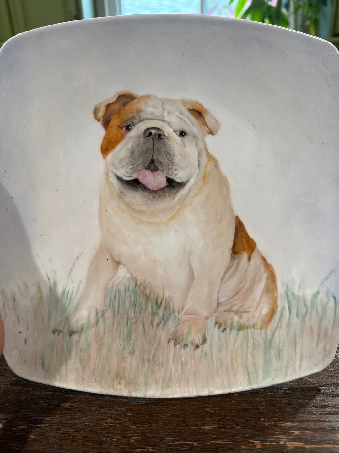 Hand Painted Bulldog China Plate - Etsy