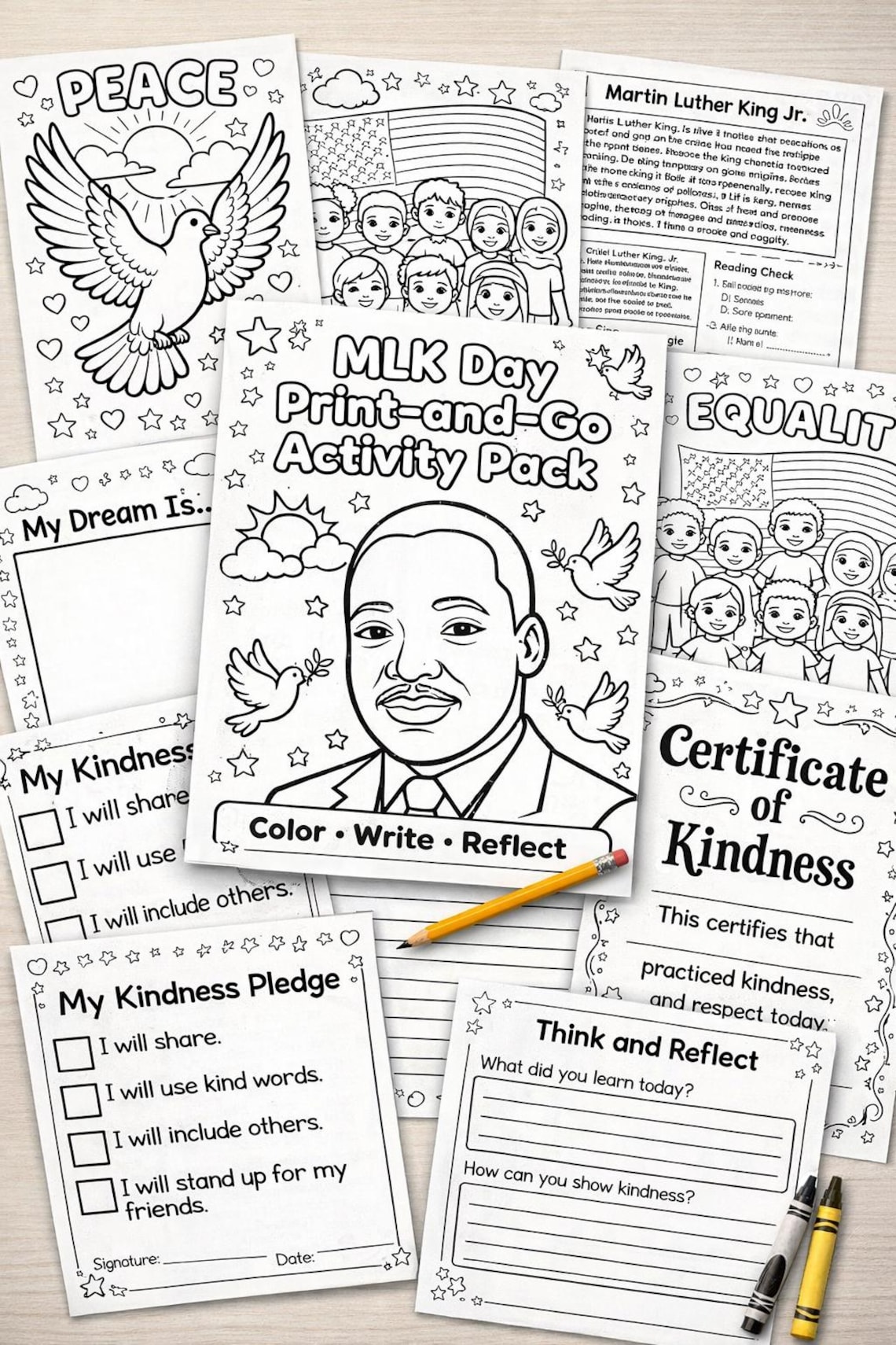 MLK Day Print and Go Activity Pack | Black History Month Worksheets ...