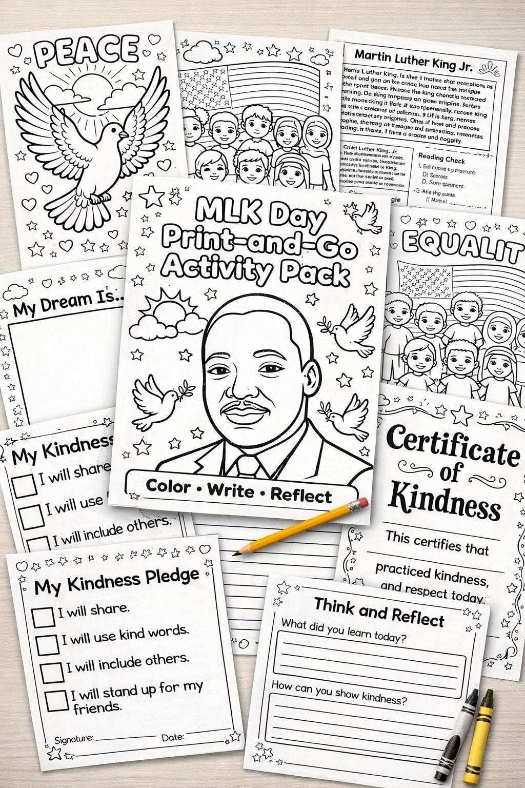MLK Day Print and Go Activity Pack | Black History Month Worksheets ...