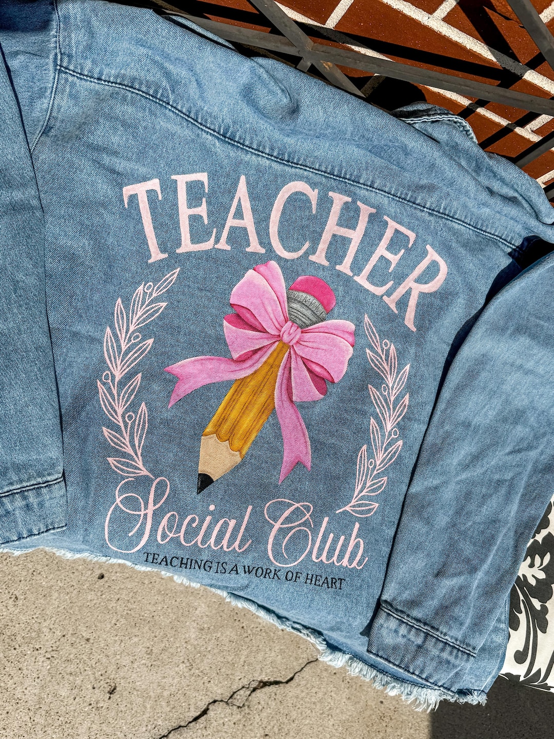 Hand Painted TEACHER Jean Jacket - Etsy