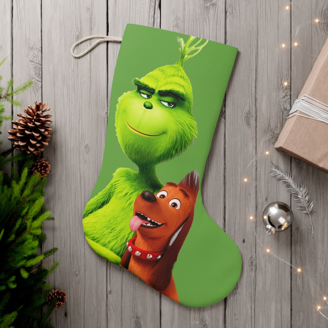 Grinch With Max Stocking, Grinchmas Stocking - Etsy