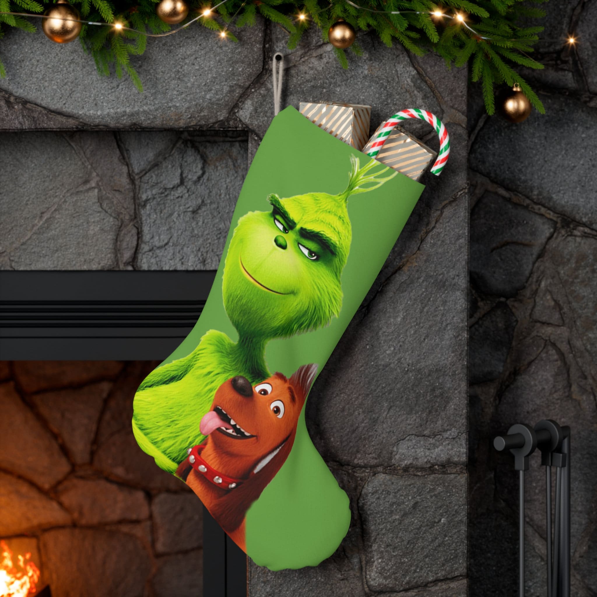 Grinch With Max Stocking, Grinchmas Stocking - Etsy