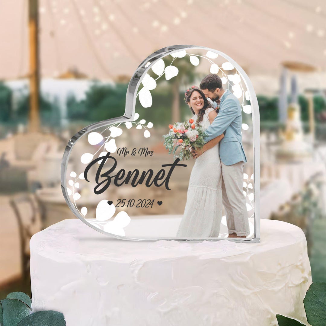 Wedding Ornament Acrylic Plaque Cake Topper, Engagement Cake Topper ...