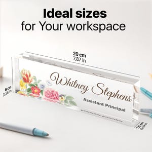 Custom Watercolor Floral Acrylic Desk Name, Custom Desk Name Plate ...