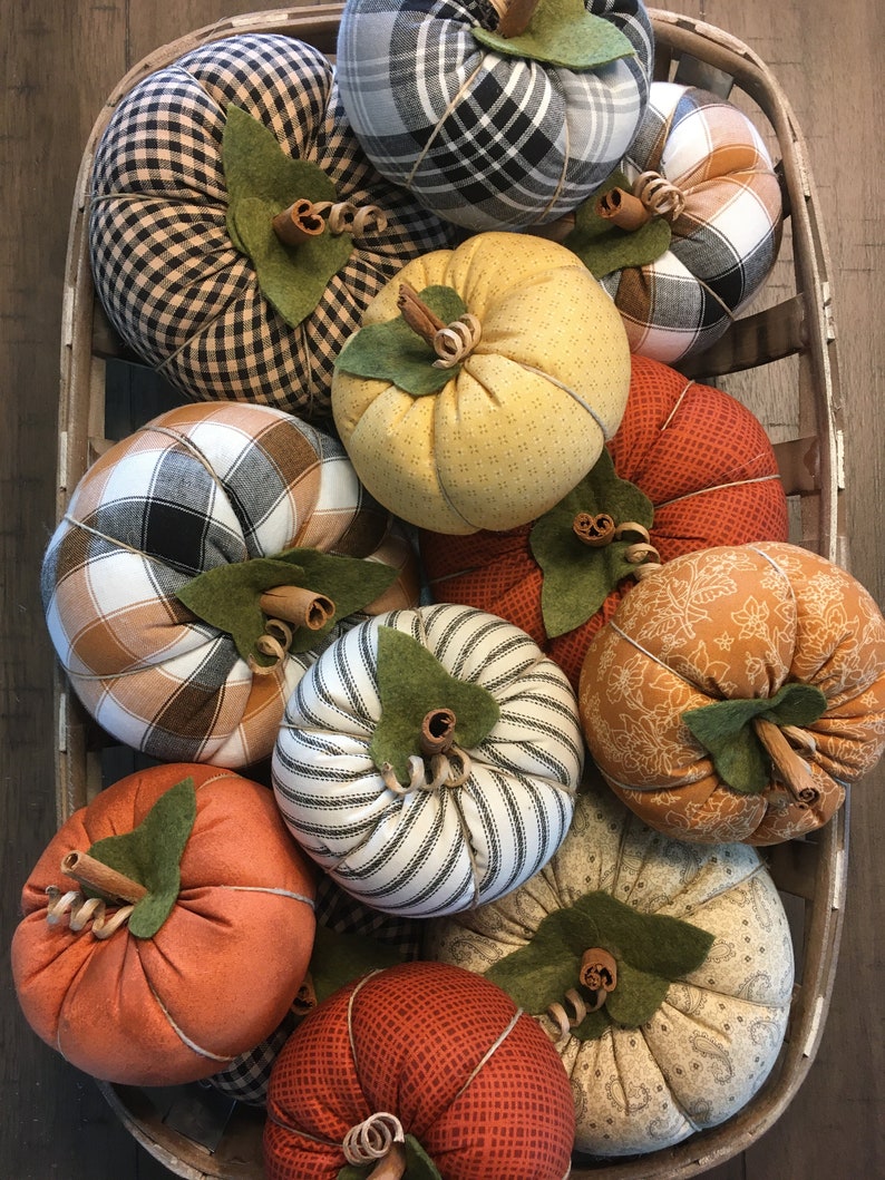 Fabric Pumpkins Handmade Fabric Pumpkins Fall Decor Autumn - Etsy