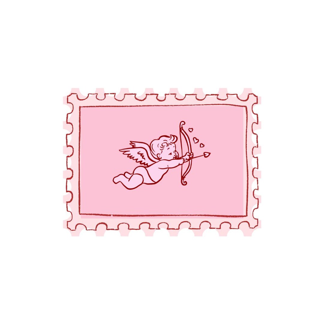 Postal Stamp- Digital Download- Cupid Arrow- Valentines Day, Digital ...