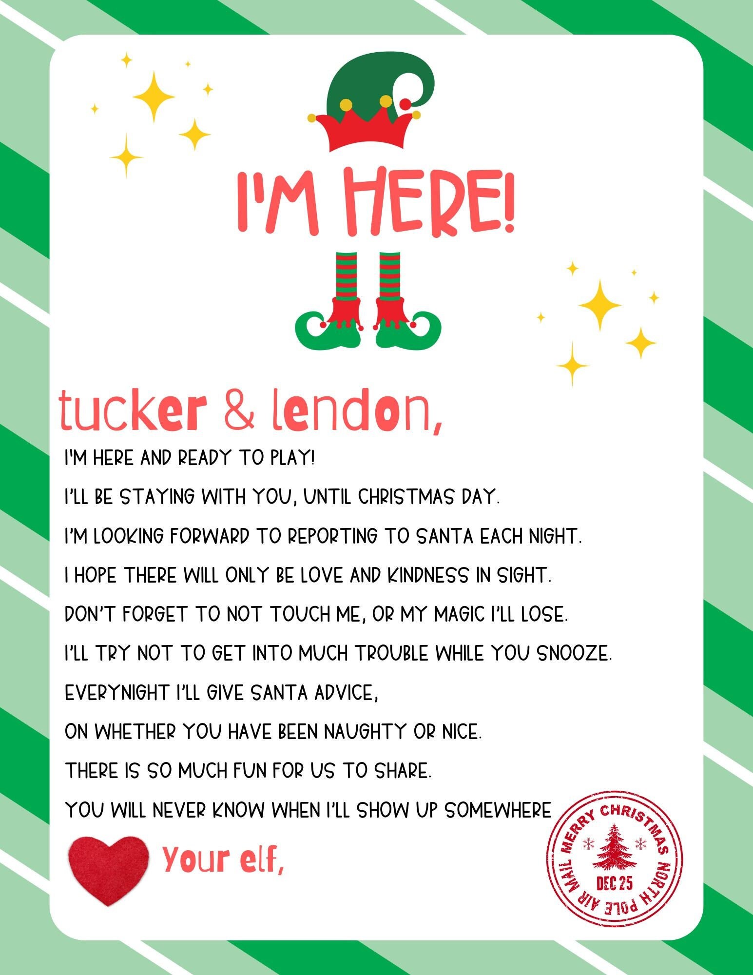 Elf on the Shelf Editable Return Letter, Elf on the Shelf Arrival ...