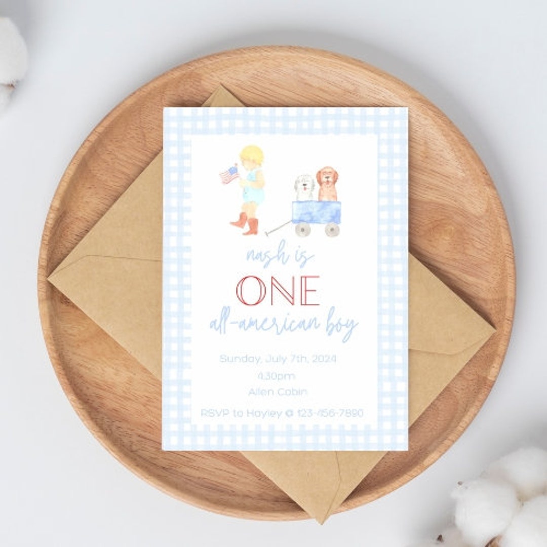 One All American Boy Birthday Invitation, All American Boy Birthday ...