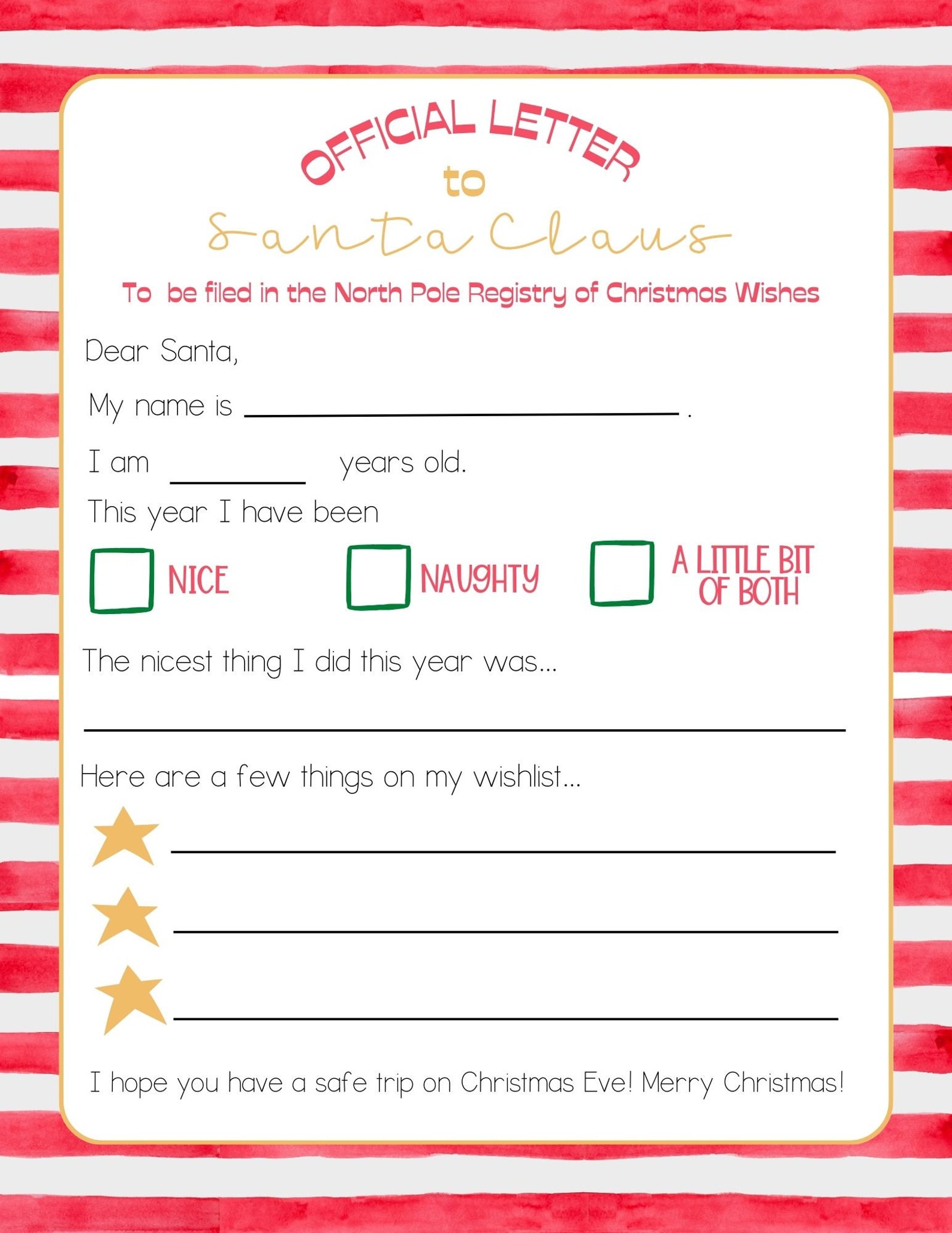 Official Letter to Santa Claus, Printable Letter to Santa, Instant ...