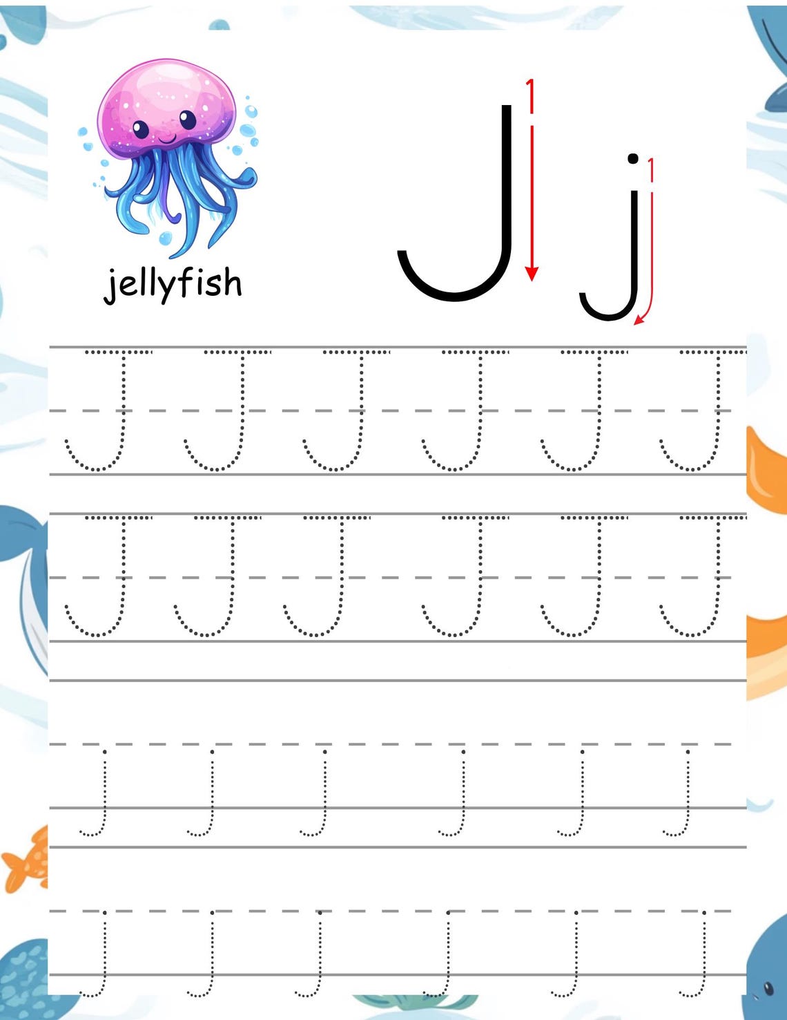 Kids Worksheet Letter Tracing Ocean Theme Book for Your Pre-k and ...