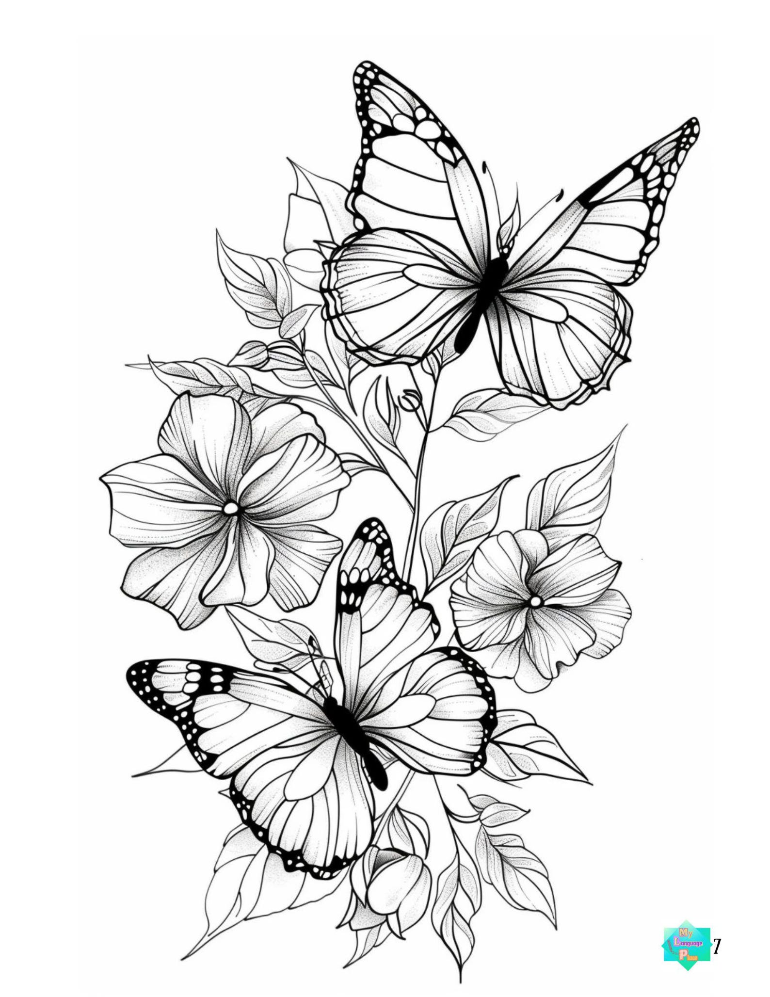 Coloring Book for Kids Butterflies Coloring Pages Printable Activity ...