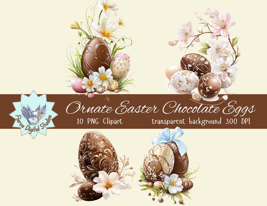 Ornate Chocolate Easter Eggs Clipart - Digital Download - Etsy