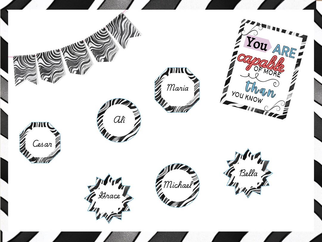 Bulletin Board Printable Classroom Black and White Lines Borders ...