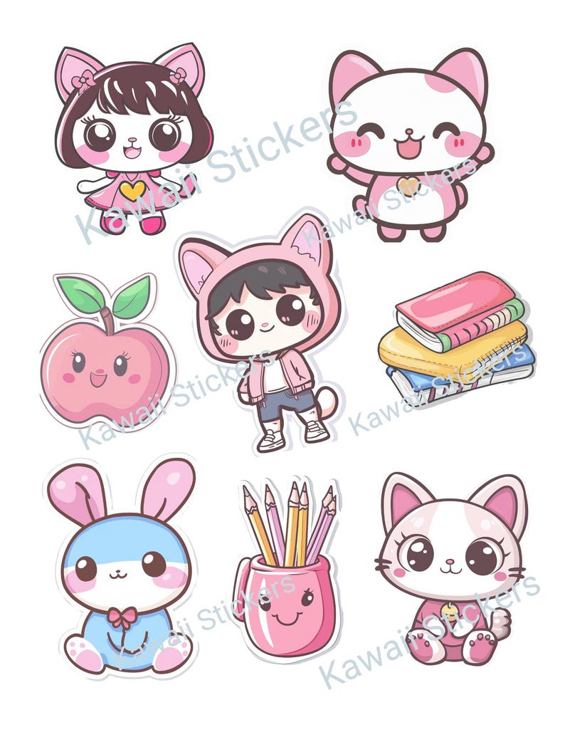 Kawaii Chibi Printable Sticker Set 32-pack - Etsy