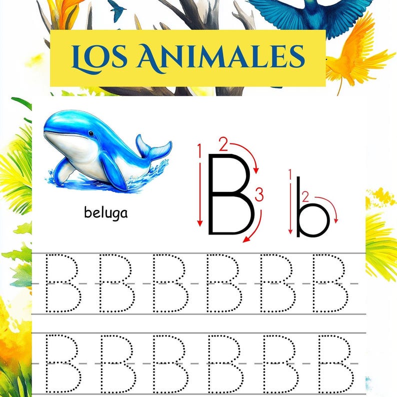 Spanish Kids Worksheet Letter Tracing Animal Theme Book for Your Pre-k ...
