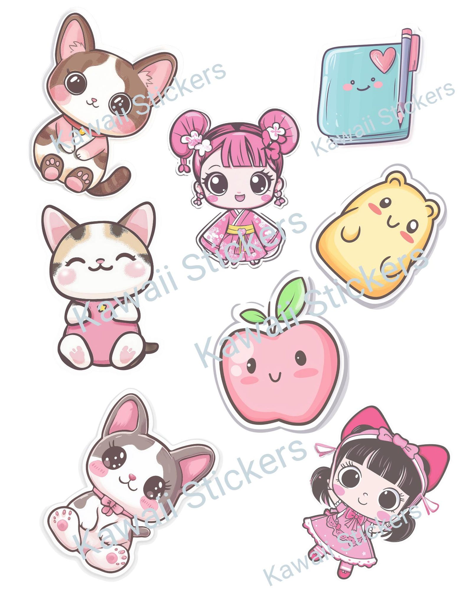 Kawaii Chibi Printable Sticker Set 32-pack - Etsy