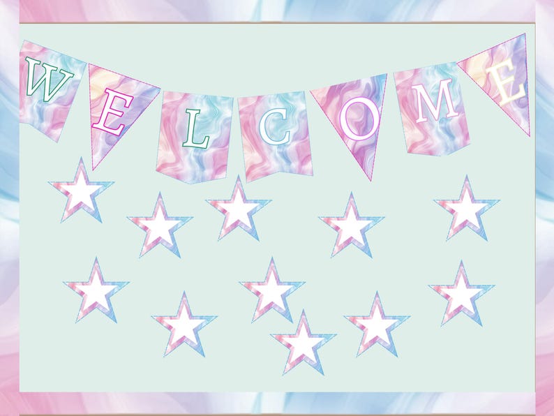 Bulletin Board Printable Classroom Pastel Borders, Pennants, Alphabet ...