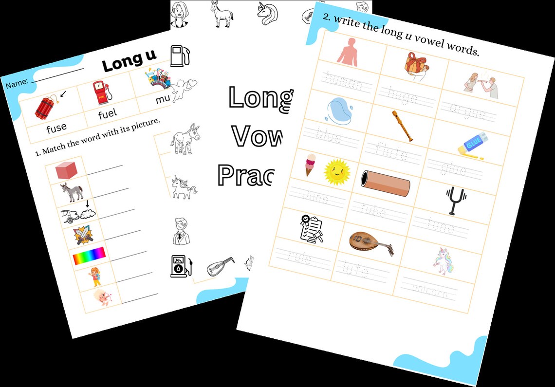 Long U Vowel Practice Set - Etsy