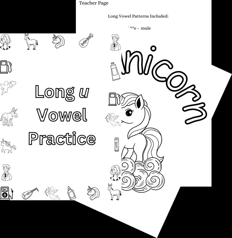Long U Vowel Practice Set - Etsy