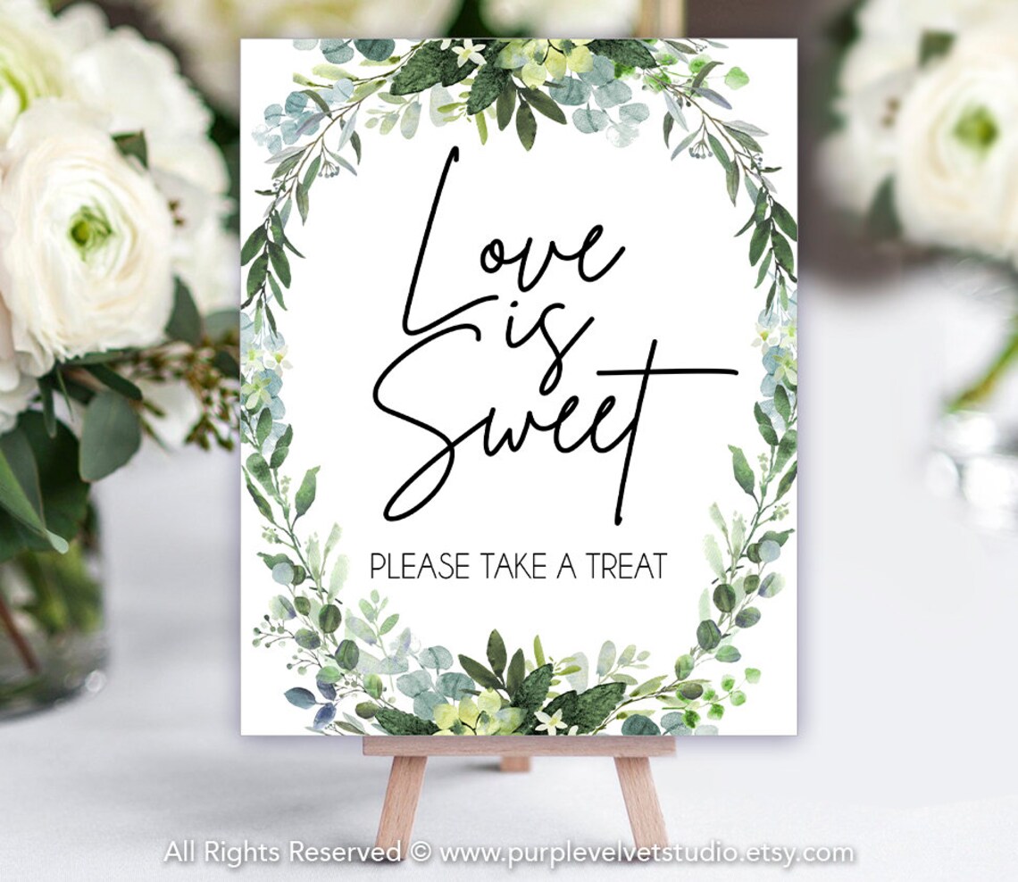 Printable Love is Sweet Sign Please Take a Treat Sign Treats - Etsy