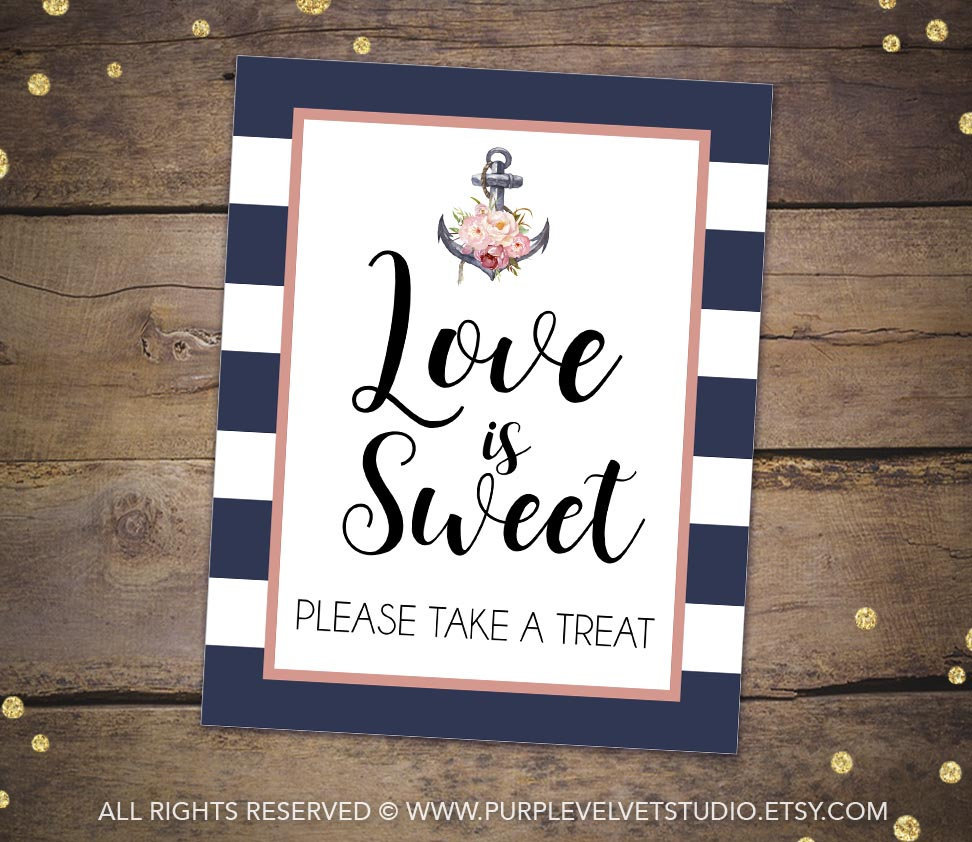 Printable Love is Sweet Sign Please Take a Treat Sign Treats | Etsy